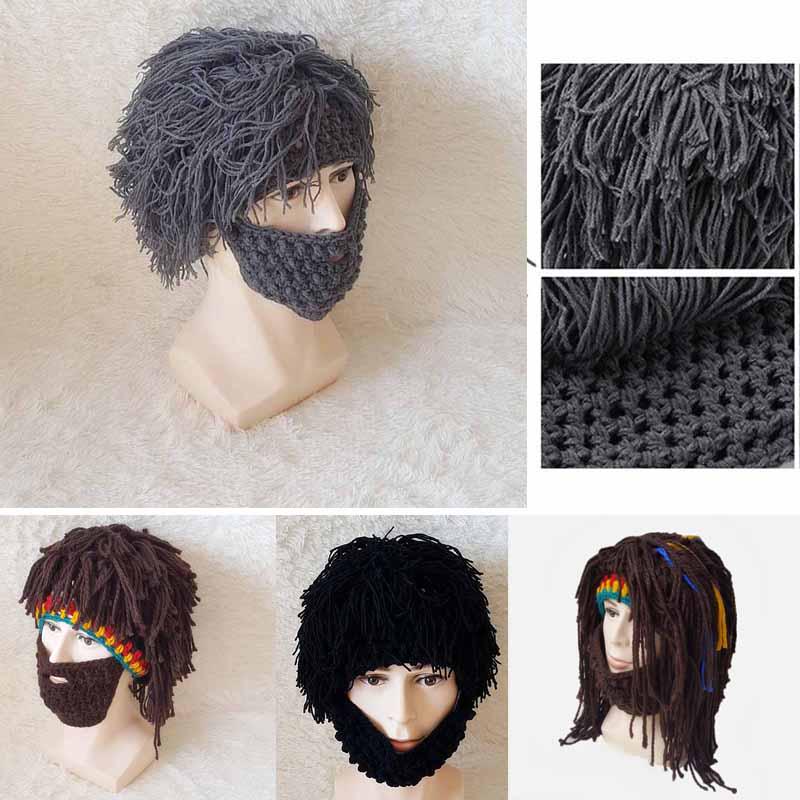 Handmade Hairy Wig Beard Caveman Winter Hats Cute Gifts Rasta Caveman ...