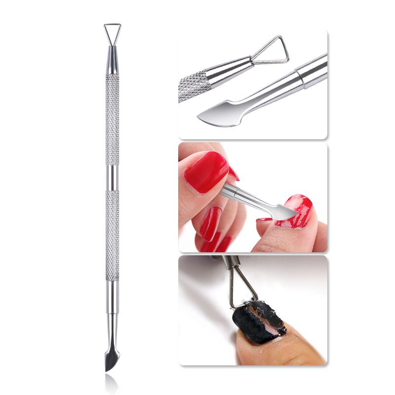Buy 1 Pc Dual-ended Stainless Steel Rod UV Gel Remover Cuticle Pusher ...