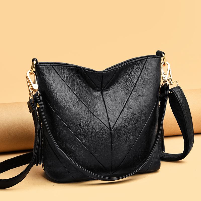 Buy Stitched Sheepskin Bucket Bag Classic All-match Portable Diagonal ...