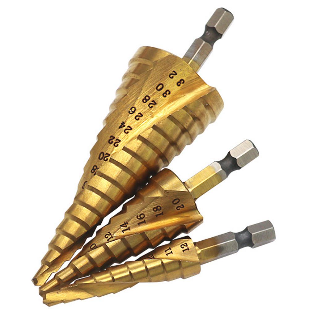 4-12/20/32mm HSS Spiral Groove Center Solid Carbide Titanium Step Cone ...