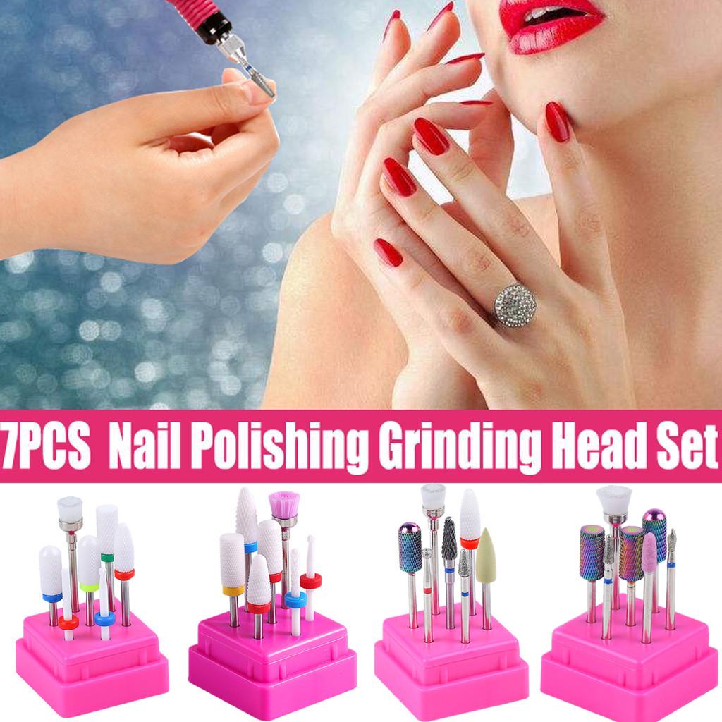 Buy 7PCS Ceramic Nail Art Grinding Cuticle Bits Drill Electric Manicure ...