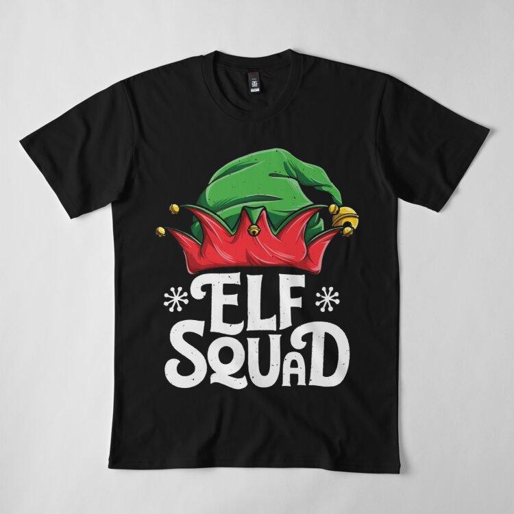 Buy Men Premium Cotton Harajuku T-Shirt Elf Squad Christmas Elves ...