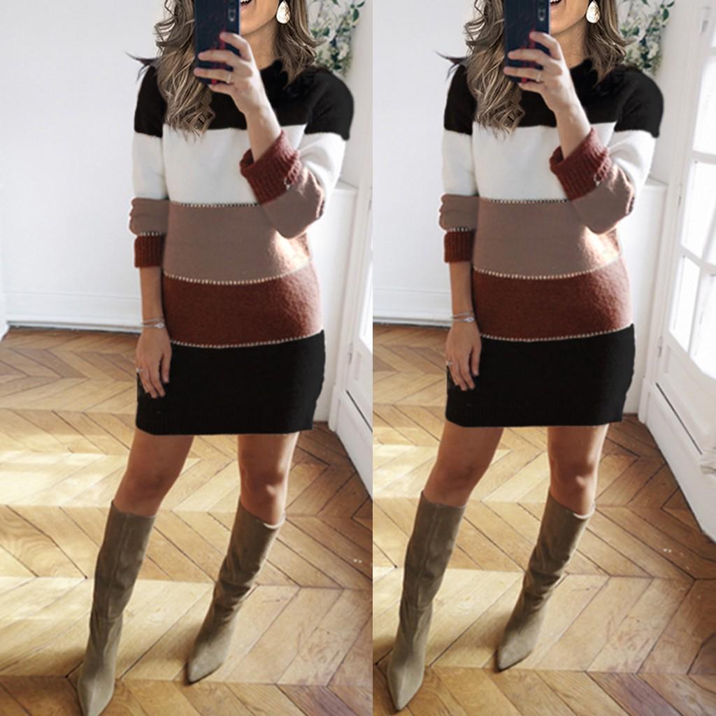 Buy Sexy Women's Knit Sweater Long Sleeve Package Hips Party Mini Dress ...