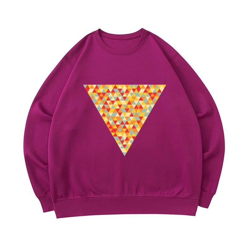 Buy Men's 300 GSM 100% Cotton Sweatshirt Retro Triangle Pattern Print ...