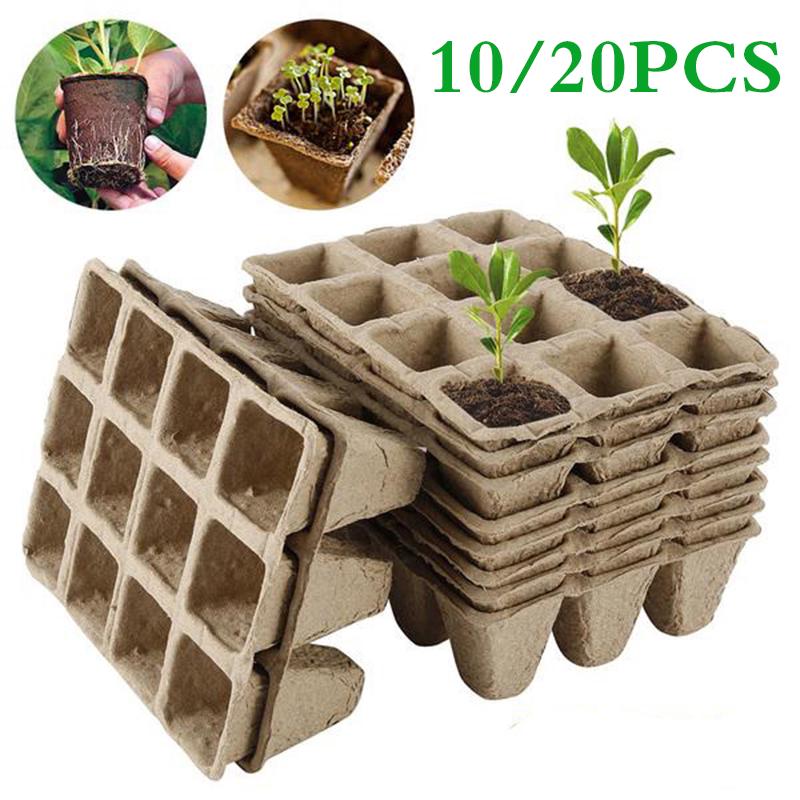 Buy 10/20PCS Paper Pulp 12Cells Nursery Cup Seedling Herb Seed Plant ...