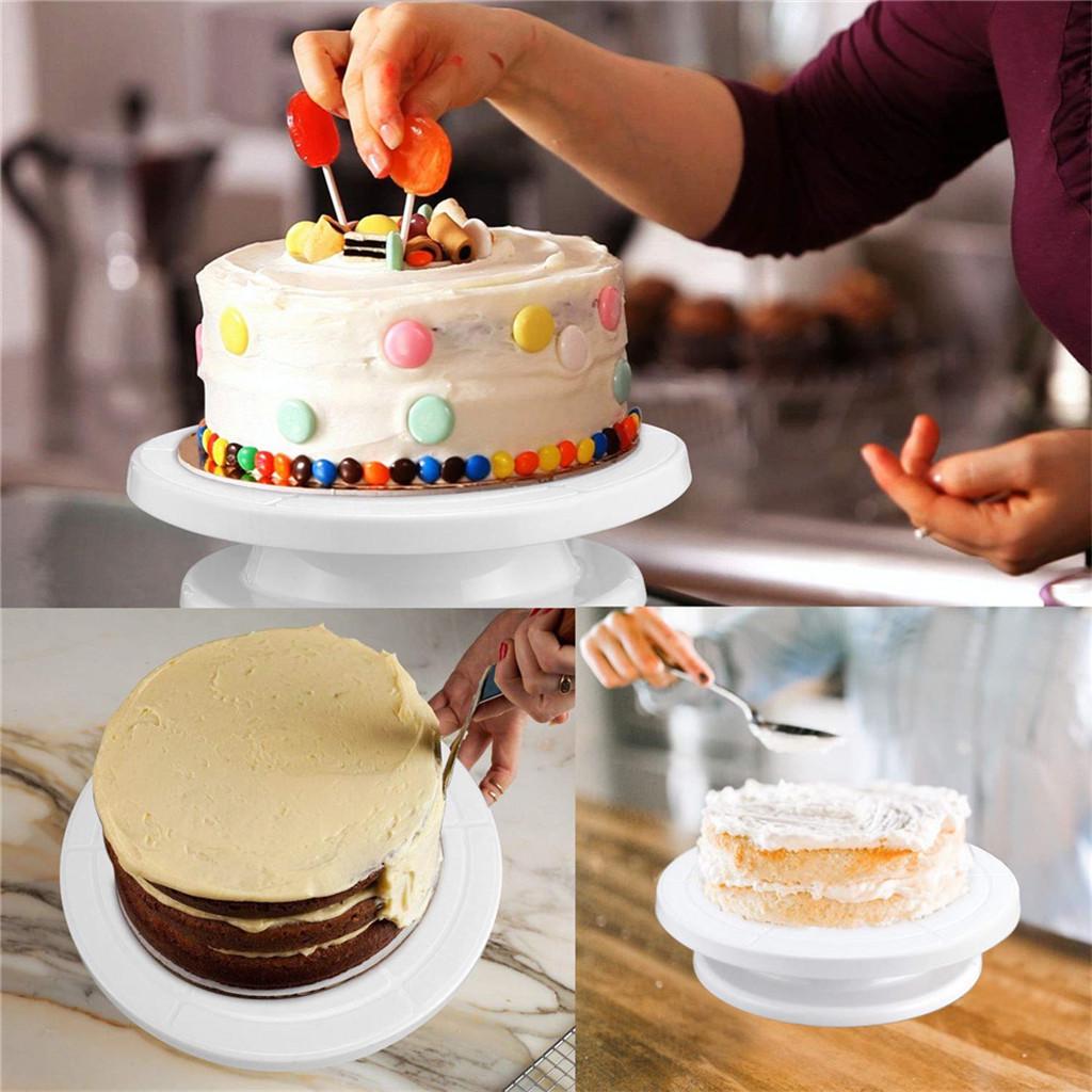 Buy Rotating Cake Turntable Icing Spatula Smoother Revolving Cake Stand ...