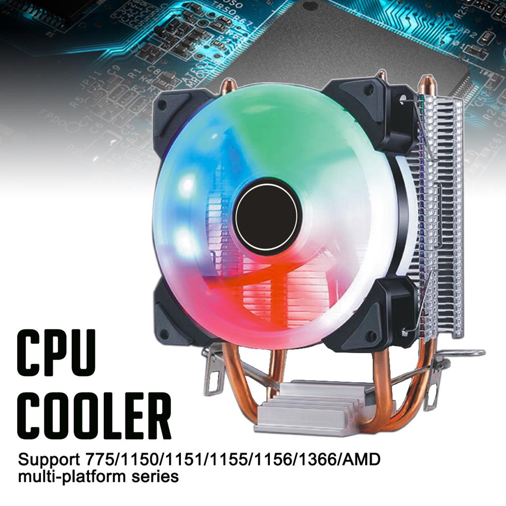 LED CPU Cooler Fan with RGB Cooling Heatsink For Intel 775/1150/1151 ...
