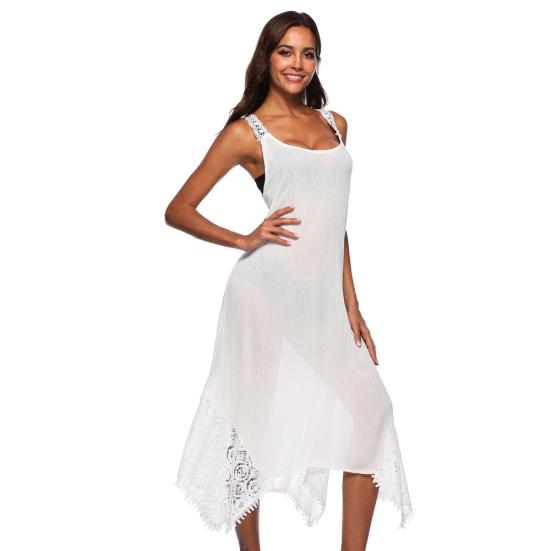 Cheap Weifengyue Women Sleeveless Backless Lacing Irregular Lace Hem ...