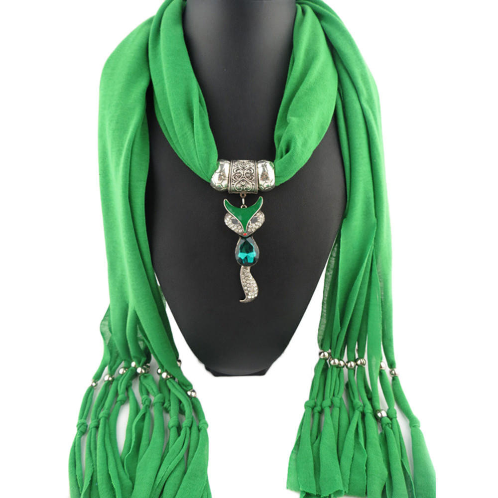 Women Pendant Scarf With Tassel Rhinestone Jewelry Scarves uygun ...