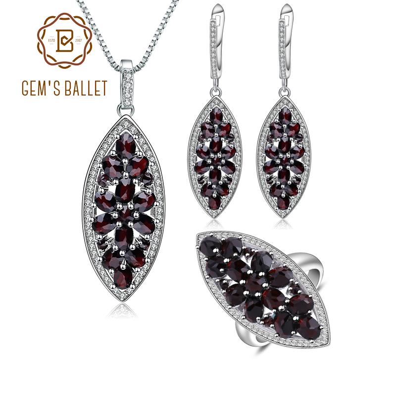 Kaufe GB 925 Sterling Silver Flower Gemstone Jewelry Set Natural Black ...