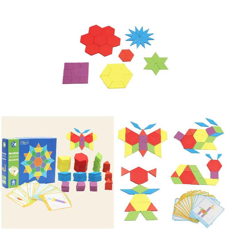 Buy Pattern Puzzle IQ Dissection Shapes 24 130 Box Toys Blocks Designs ...