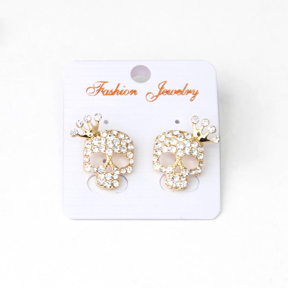 Crown Skeleton Rhinestone Luxurious earrings golden exquisite female ...