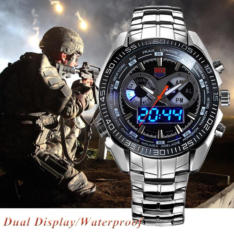 Blue LED Pointer Watch Mens Waterproof Trendy Watches Quartz Watch ...