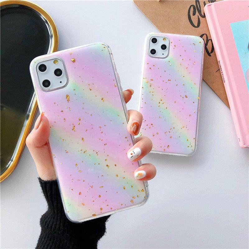 Buy Rainbow Gold Foil Phone Case For iPhone 11 Pro Max XR X XS 7 8 6 ...