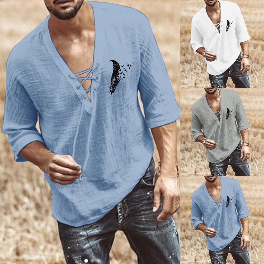 Buy Brand New Daily Spring Men T-Shirts Tops Printed V-Neck at ...
