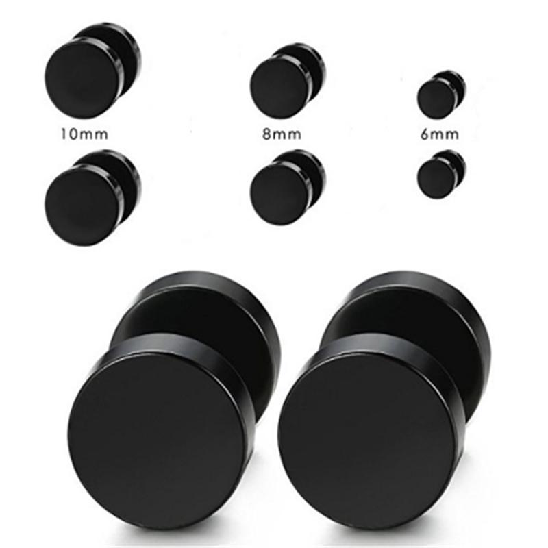 Buy Black Stud Earrings Men Women Faux Gauges Ear Plugs Tunnel ...