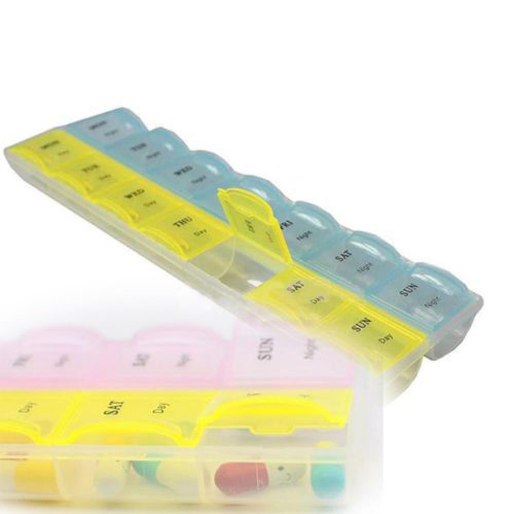 Buy Tablet Container Weekly Convenient Medicine Box 14 Slots Organizer ...