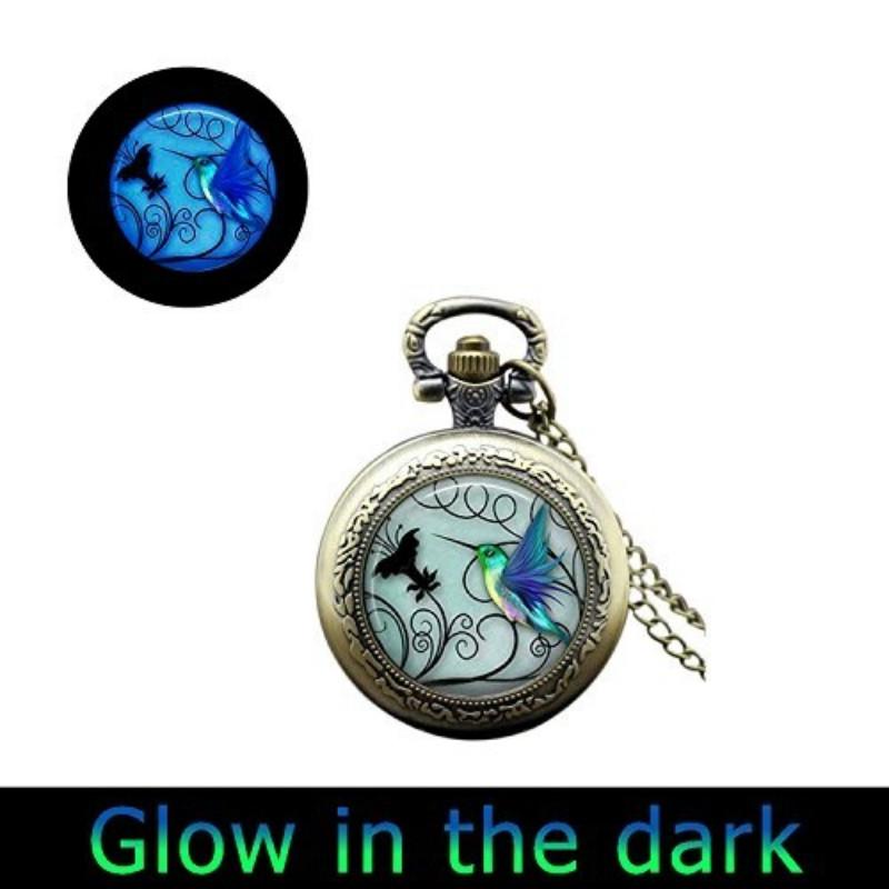 Buy Glowing Hummingbird Watch Jewelry Blue Hummingbird Watch Necklace ...