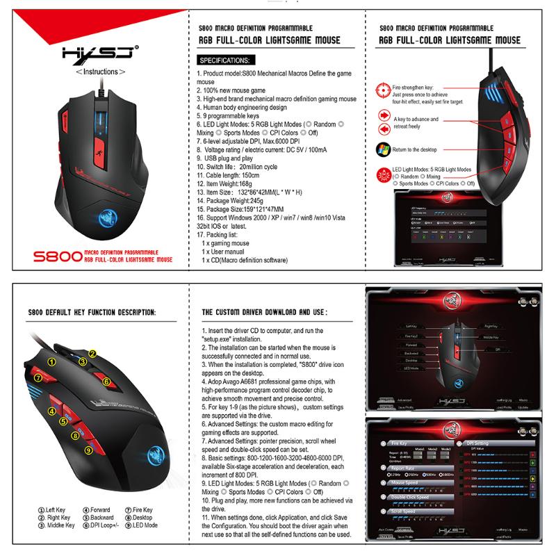 Buy 6000 DPI Mechanical Game Mouse With Cable For Gamer Computer Laptop ...
