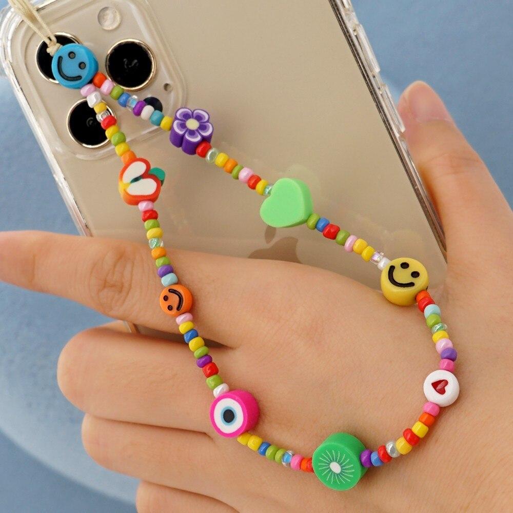 Buy Shinus Phone Chain Lanyard Beads Mobile Phone Heishi Disc Crystal ...