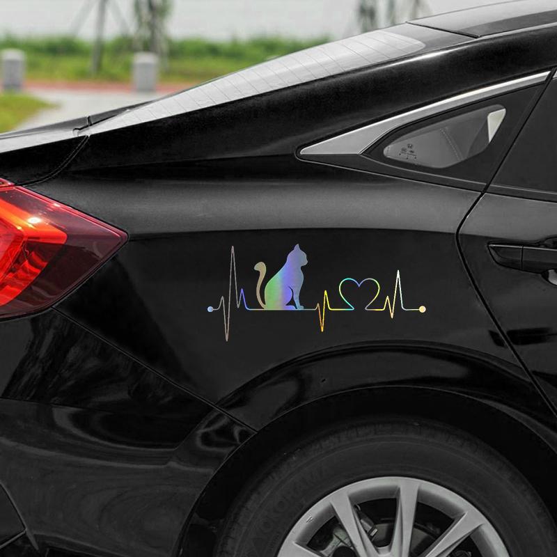 20x8.9CM Laser Vinyl Pet Cat Pattern Car Sticker for Car Body Bumper ...