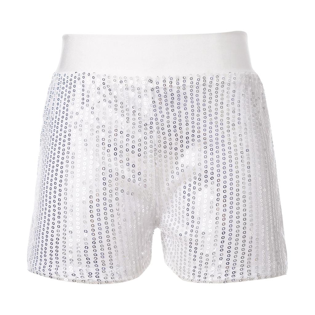 Kids Girls Sparkling Sequin Dance Shorts Elastic Waist Soft Lined ...
