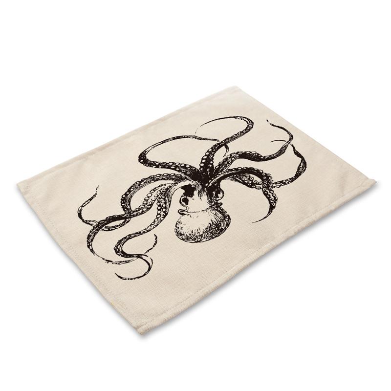 Sea Life Octopus Pattern Cup Pads Heat Insulation Placemat Anti-slip ...