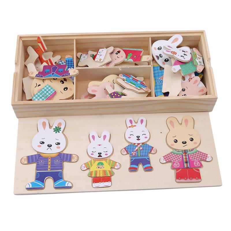 Buy Cartoons Stereo Puzzle Wooden Rabbit Puzzle Toy Three-dimensional ...