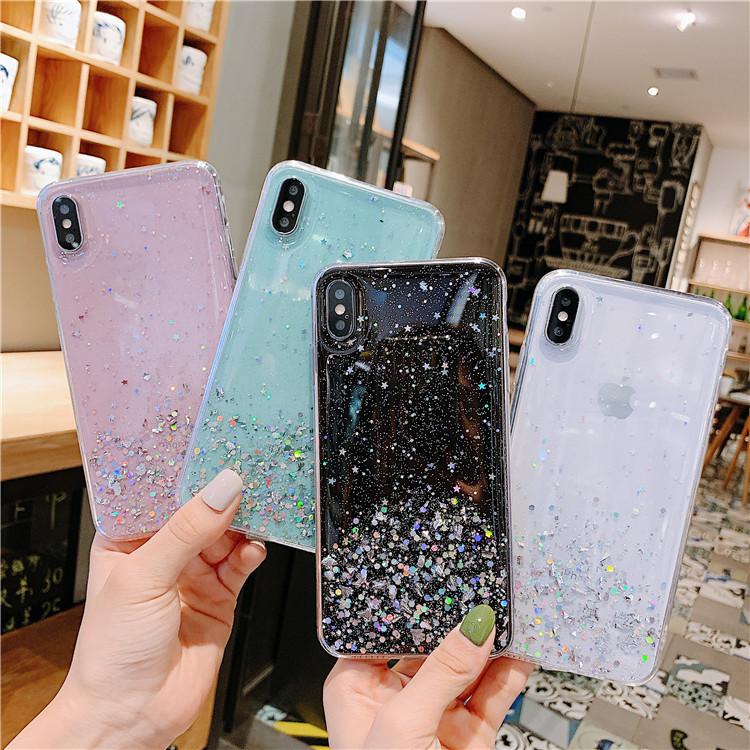 Luxury Fashion Sparkling Silver Foil Glitter Transparent Soft Silicone ...