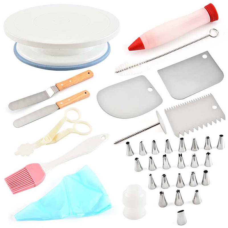 Buy 1Set Cake Turntable Set Cake Decor Kit Dessert Nozzles Decorating ...