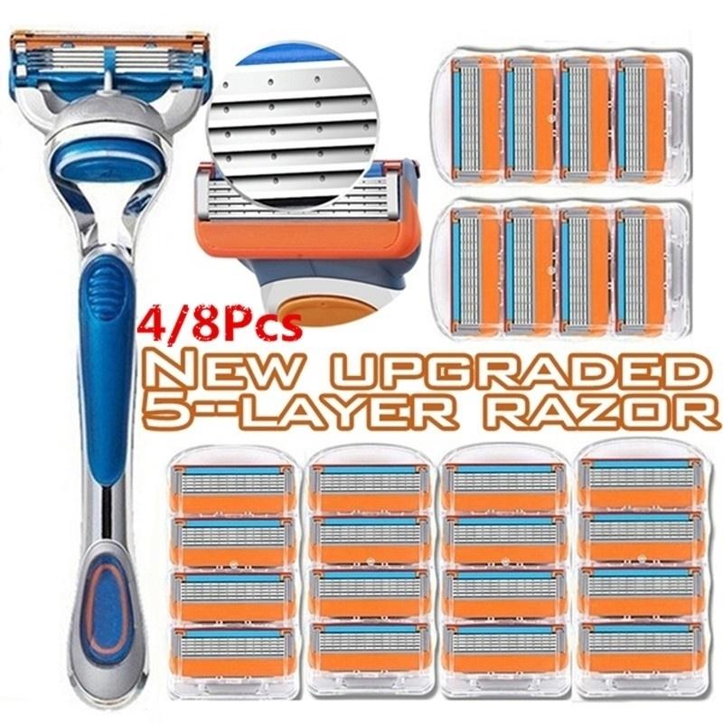 Buy 4/8pcs 5 Layers Men Razor Blades High Quality Shaving Cassettes ...