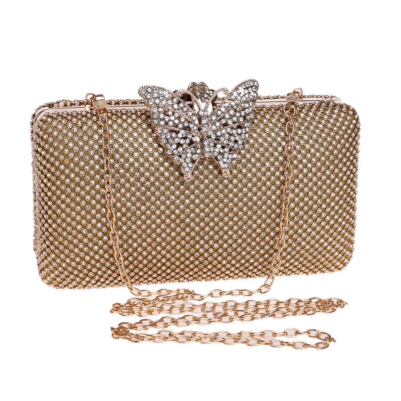 Cheap Butterfly Metal Rhinestones Bag Female Crystal Evening Clutch ...