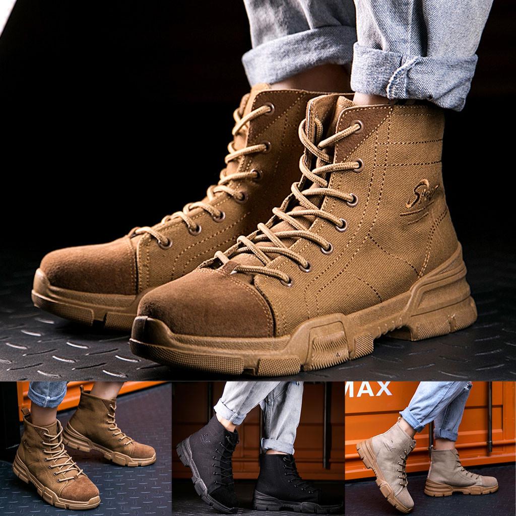 Buy Men's Outdoor Matte Leather Boots Trend England Style Suede High ...