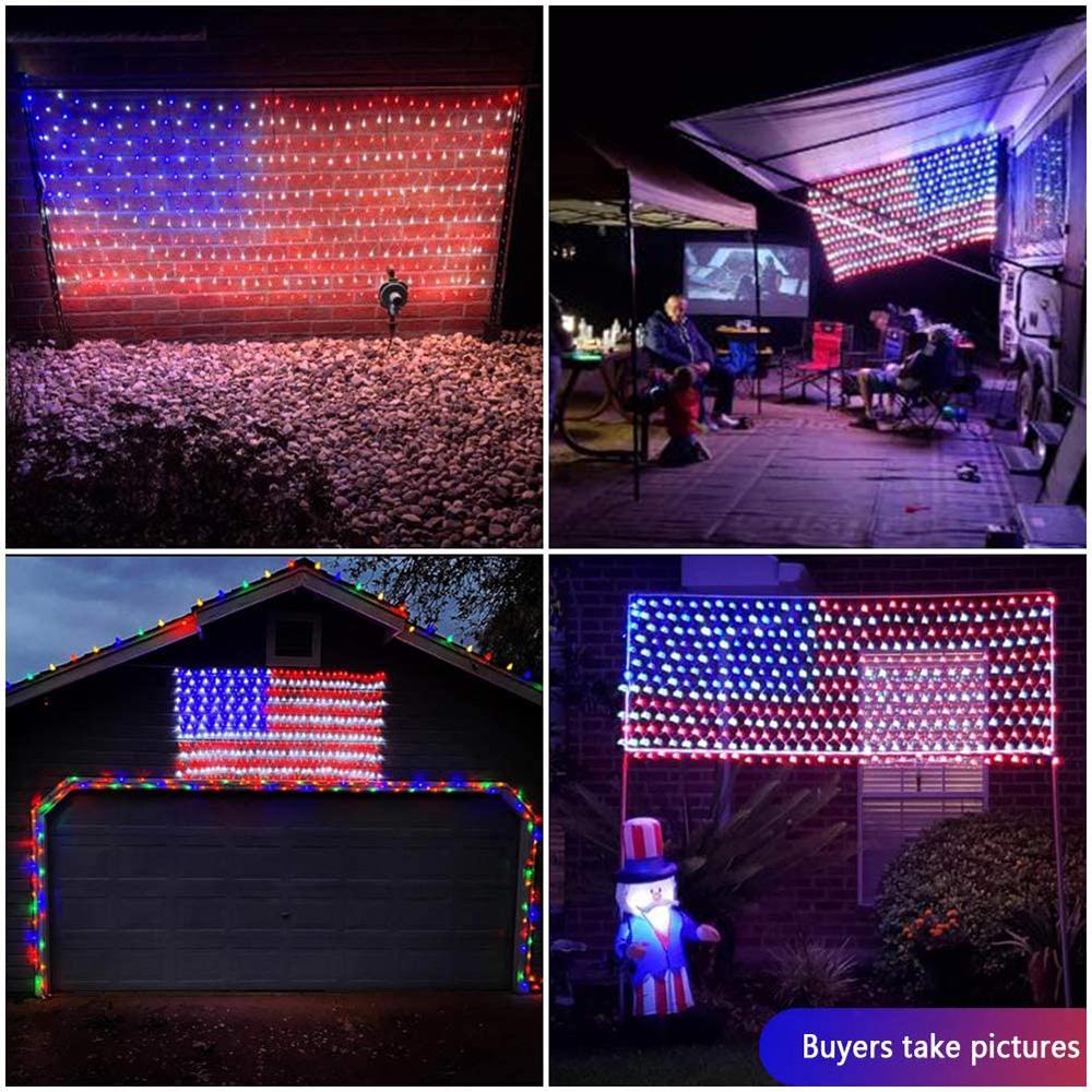 Buy American Flag LED String Lights 390LEDs Large USA Flag Net Light ...