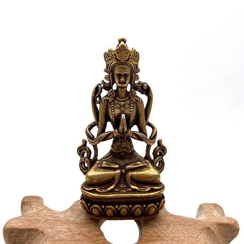 Koop Statue de bouddha Guanyin Antique en cuivre de thaïlande, décorations de maison, salon ...
