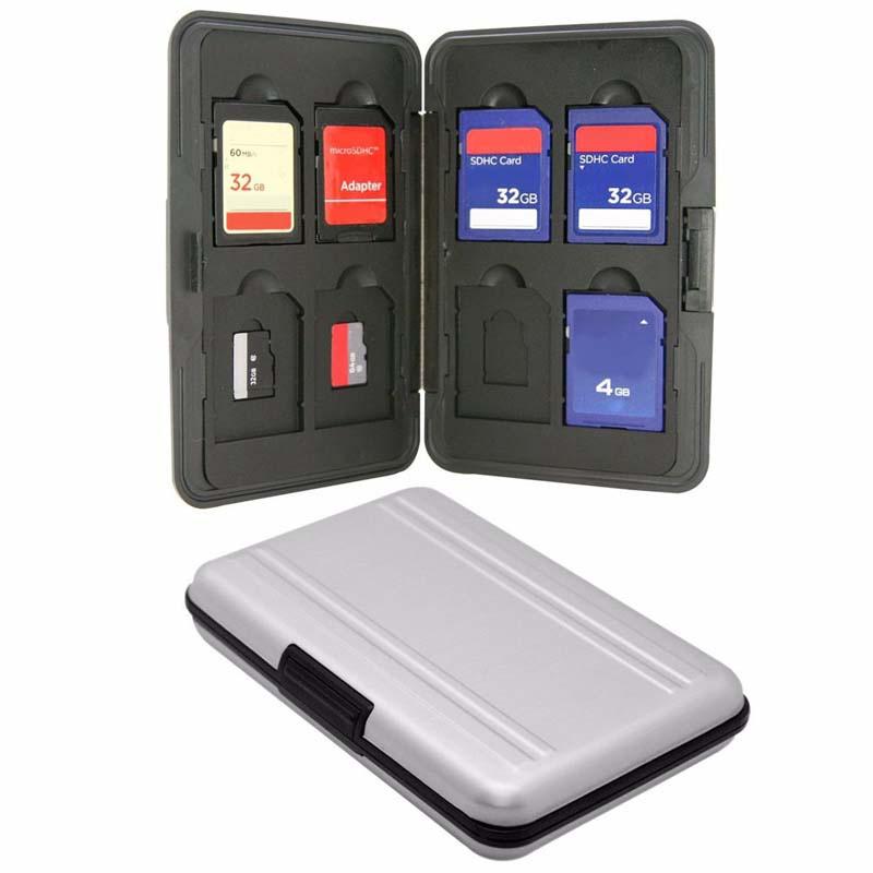 Mini Aluminum Hard 8 Micro SD SDHC Memory Card Storage Carrying Case ...