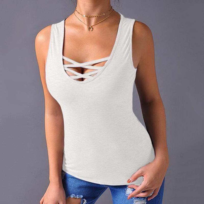 Buy T-shirts Women Sexy Sleeveless Solid Color Summer Tops at ...