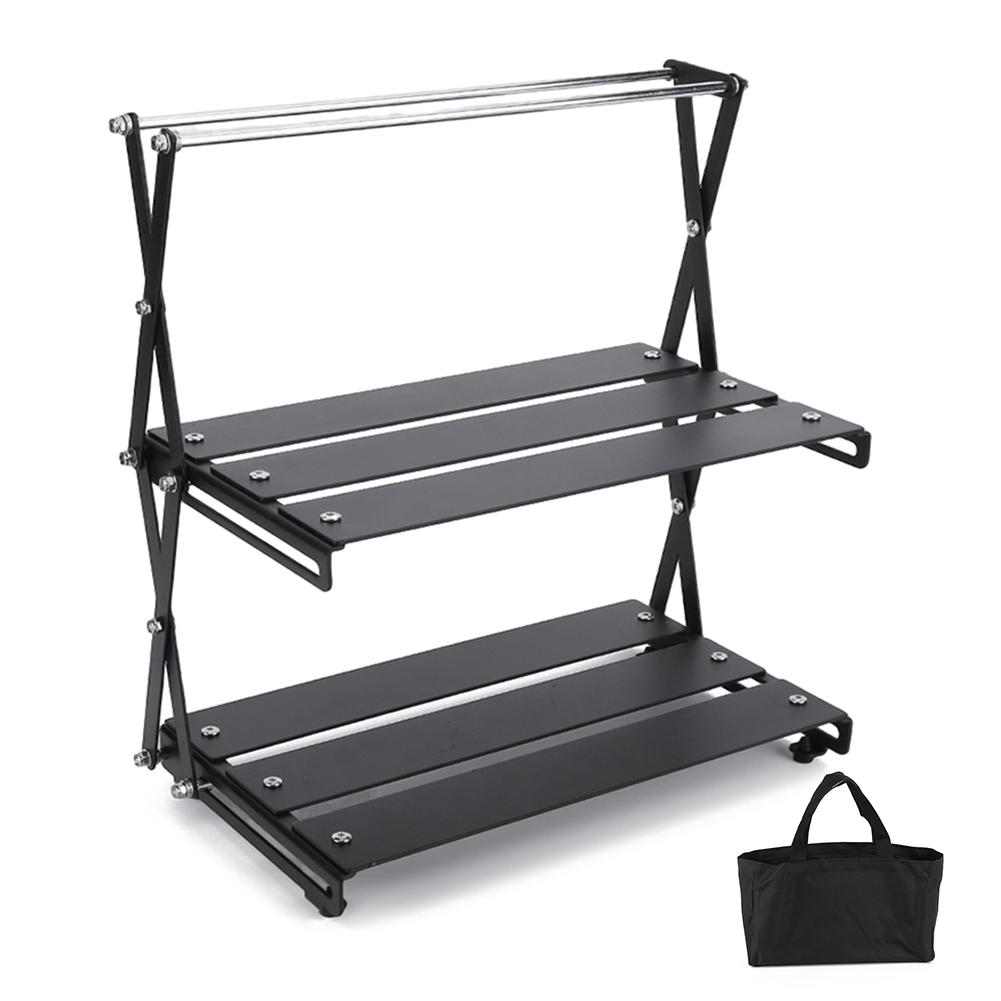 Multifunctional Double-layer Rack Organizer Folding Shelf for Camping ...