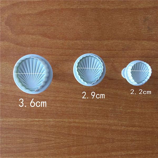 Buy 3Pcs/set White Sea Shell Shape 3D Silicone Food Grade Plastic ...