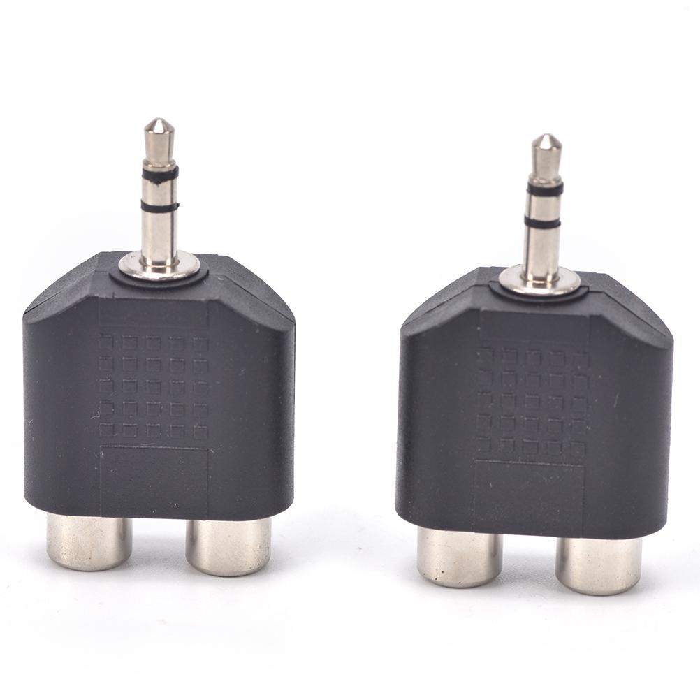 2Pcs3.5Mm Male To 2 Rca Female Y Splitter Av Audio Video Plug Converter ...