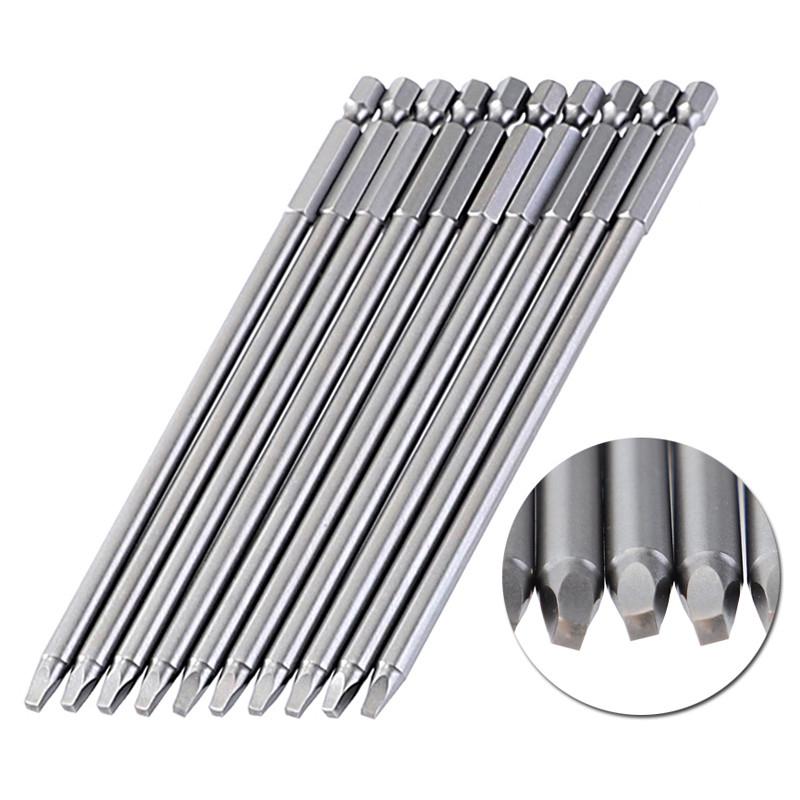 10PCS Set Magnetic S2 Steel Square Screwdriver Bit 150mm Length Tool ...