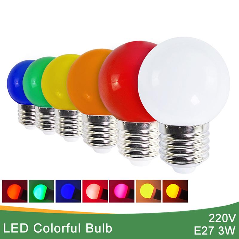 Buy Colorful E27 Led Bulb Pc3W 220V E27 Globe Lamp Smd 2835 Rgb G45 Led ...