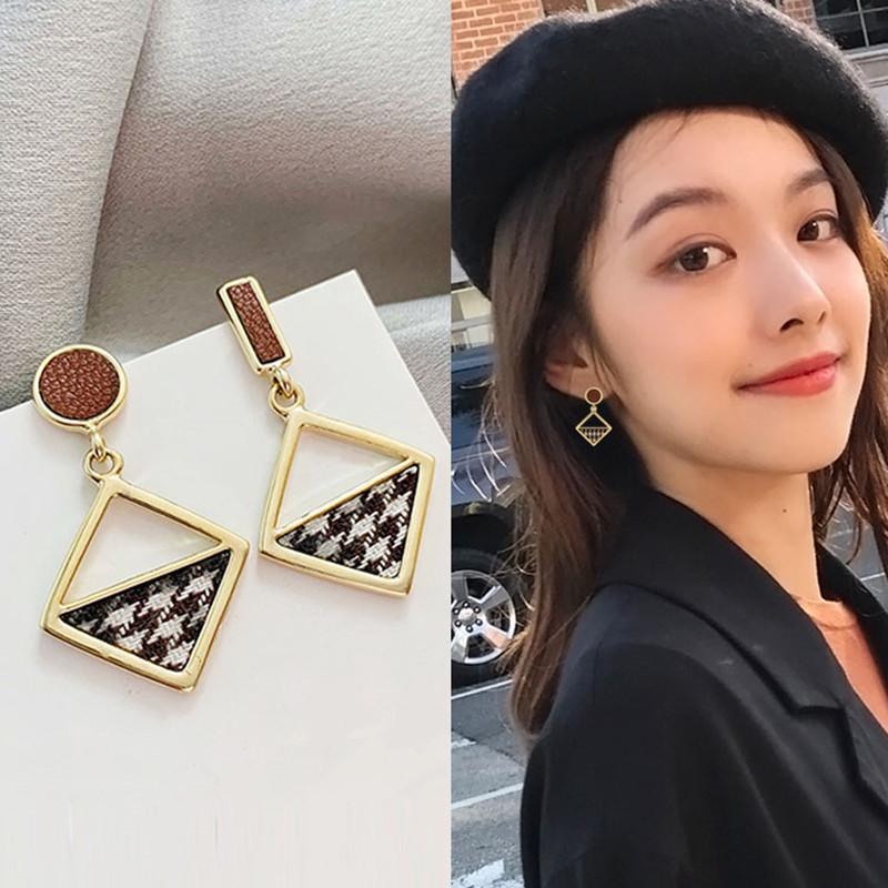 Buy Punk Statement Earrings Geometric Rhombus Houndstooth Earrings Lattice Women Asymmetry ...