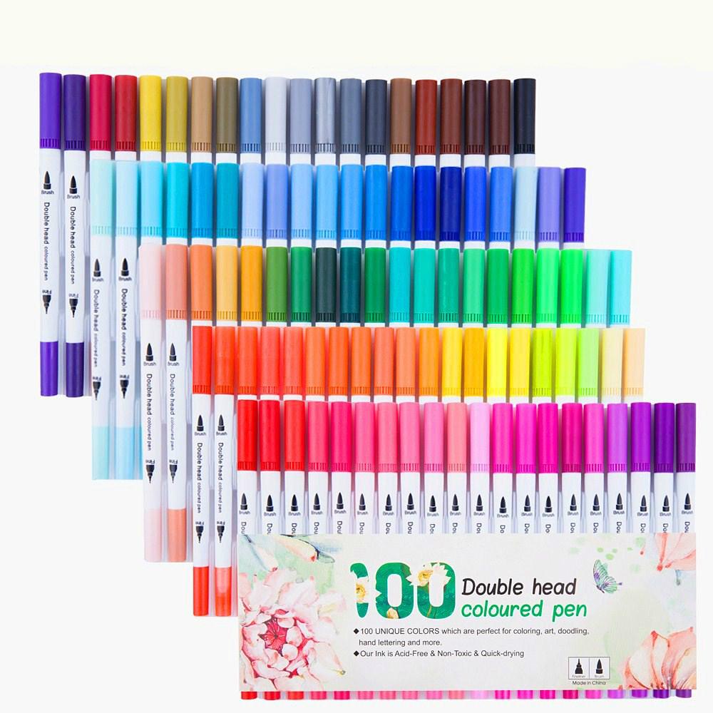 Buy 24/36/48/60/80/100 Color Double Head Colour Pen Maker Pen Painting ...