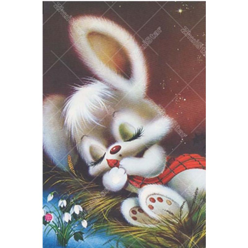 Buy DIY Full Round Diamond 5D Diamond Painting Sleeping Rabbit ...