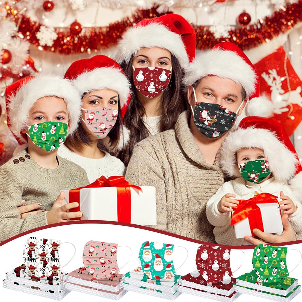 Buy Parent Child Disposable Christmas Three-layer Mask 25 Adults And 25 ...