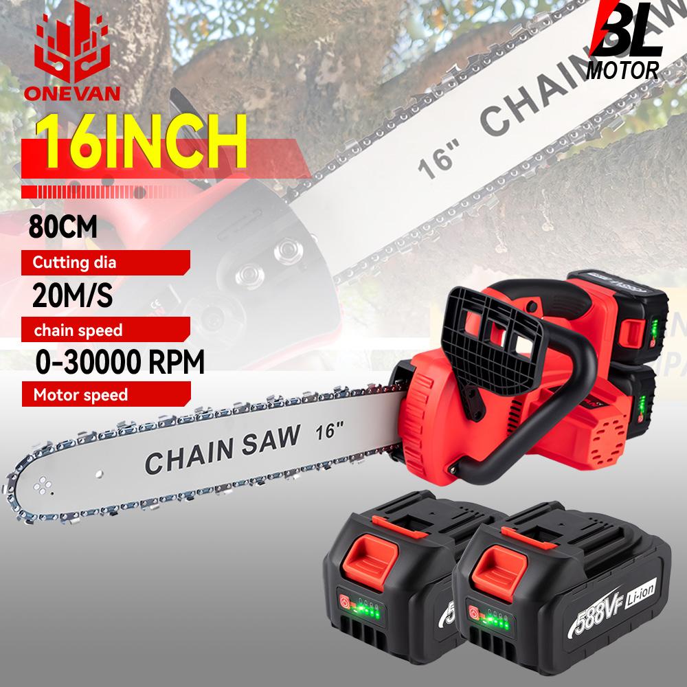 ONEVAN 16 Inch Brushless Electric Chainsaw 7980W Cordless Cutting Saw ...