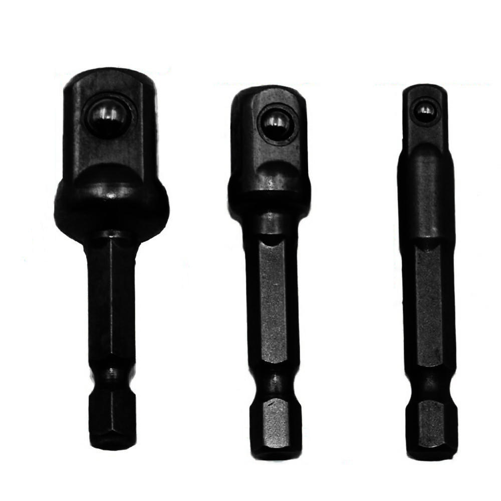 Buy 3Pcs Socket Adapter Set Hex Shank To 1/4 3/8 1/2 Impact Driver Drill Bit Tools at affordable ...