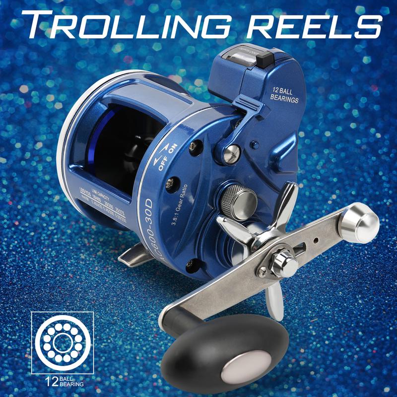 Buy Drum Fishing Reel 12BB 5.2:1 Gear Ratio,Blue Left / Right Hand ...