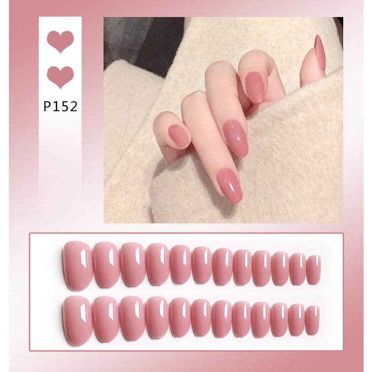 Cheap Fake Nails Reusable with Designs Set French Artificial Pink ...